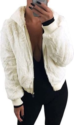 ORANDESIGNE Veste en Peluche Femme Polaire Fourrure Chaude avec Capuche Fluffy Hoodie Blousons Outwear Coat Chic Elegant Jacket Hiver Casual Manteau C Abricot M