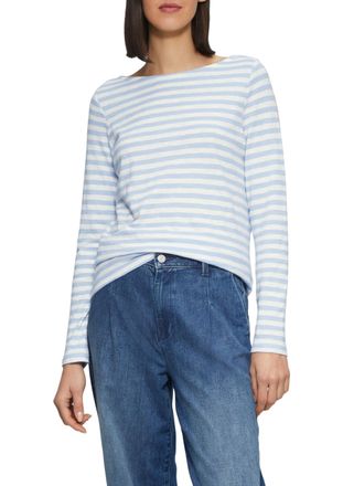 s.Oliver Geringeltes Langarmshirt aus Flammgarn mit U-Boot-Ausschnitt