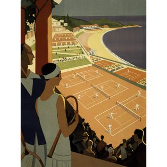 Wee Blue Coo Prints TRAVEL Tourism Monte Carlo Monaco Beach Tennis SEA New FINE Art Print Poster Picture 30x40 CMS Reise Strand Kunstdruck Bild