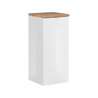AC-D&eacute;co Demi-colonne 1 porte panier &agrave; linge April Blanc et Bois