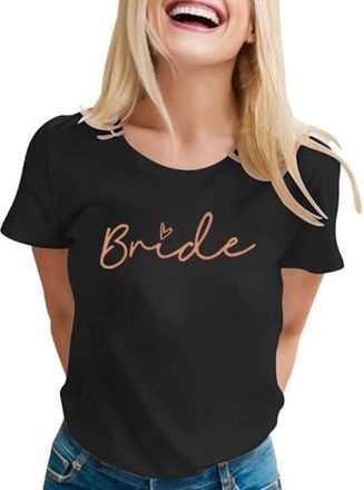 Generic T-shirts de mari&eacute;e pour femmes 2025 &agrave; manches courtes pour gym, mignon, coupe ample, t-shirts d&eacute;contract&eacute;s &agrave; col rond, t-shirt de printemps, t-shirt g