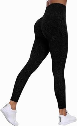Generic Pantalon de yoga &eacute;pais taille haute et leggings dentra&icirc;nement pour femme Transparent, Noir, XXL