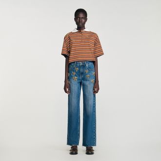 Sandro Jean délavé à strass