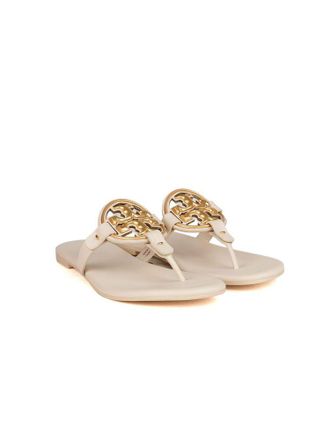 Tory Burch Womens Sandals New Cream - Gold Footwear Flats