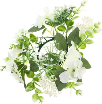 Cabilock K&uuml;nstlicher Kerzenring Aus Wei&szlig;en Hortensien Dekorativer Blumenkranz F&uuml;r Hochzeiten Und Zuhause Robuste Langlebige Kerzenhalter-Dekoration F&uuml;r Tisch U