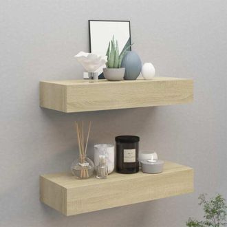vidaXL Vidaxl - tag&egrave;res &agrave; tiroirs murales 2 pcs Ch&ecirc;ne 60x23,5x10 cm mdf