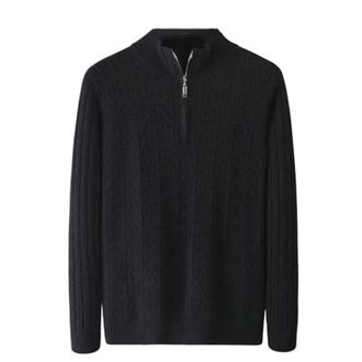 Generic Pull chaud en laine à manches longues pour homme - Pull décontracté en tricot pour lautomne et lhiver, Noir, 3XL