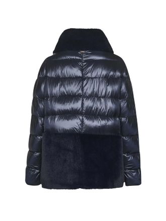 Herno Nylon and Faux Fur Puffer Down Jacket - Blue