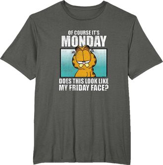 Garfield Nat&uuml;rlich Es Ist Montag Freitag Gesicht T-Shirt