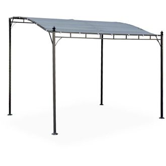Sweeek Pergola adoss&eacute;e 3x2.5m - Brestum - Toile grise - Pergola murale