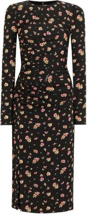 Dolce & Gabbana Femme, Robes, Noir, Taille: 34 FR Robe en charmeuse &agrave; petit imprim&eacute; floral