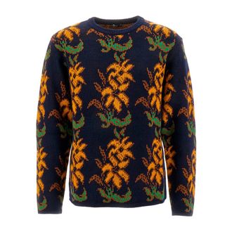 Etro Floral Intarsia-Strickpullover aus Wolle - - Knitwear - Herren - Mehrfarbig - L
