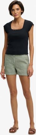 Superdry Short en lin &agrave; taille mi-haute - Vert jade clair