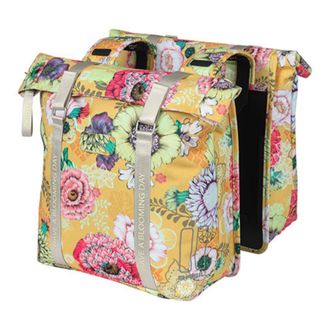 Basil Double Bicycle Bag Bloom Field Honey Yellow - 28-35 Liter - Recycled PET Polyester Ohne MIK