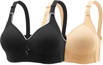 Generic Bustier & Couverture Compl&egrave;te Soutien-gorge &agrave; armatures Grande Taille Soutien-gorge sans anneau en acier Soutien-gorge quotidien, gris, D