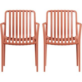 DRAWER Lot de 2 fauteuils de jardin en r&eacute;sine - Terracotta - Brano