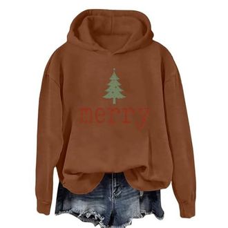 Generic Sweat à capuche de Noël 2025 pour femme - Joli et drôle - Motif dinde - Pull décontracté à manches longues - Haut dautomne fantaisie pour fête dentraî