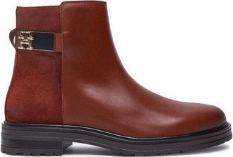 Tommy Hilfiger Stiefeletten Th Logo Leather Mix Chelsea FW0FW08336 Braun
