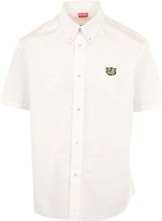 Kenzo Homme, Chemises, Blanc, Taille: S Wild Tiger Short Sleeve Shirt