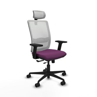 Piqueras y Crespo Haches ergonomischer verstellbarer Stuhl mit 2D-Armlehnen, h&ouml;henverstellbare Lendenwirbelst&uuml;tze und h&ouml;henverstellbares Kopfteil, Wei&szlig; / Violett