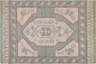 Loberon Teppich Raneema - Sch&ouml;nes Ornamentmuster - Dezenter Vintage-Charakter - Aufwendig Gewebt - 200x300 cm - Wohntextilien - Baumwolle - Jute, gr&uuml;n/Creme