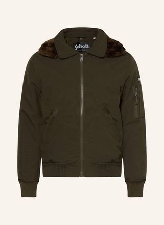 Schott NYC Schott Nyc Blouson Mit Abnehmbarem Kunstfell-Kragen gruen