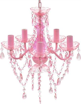 vidaXL Kronleuchter 5 Gl&uuml;hbirnen Rosa Vidaxl