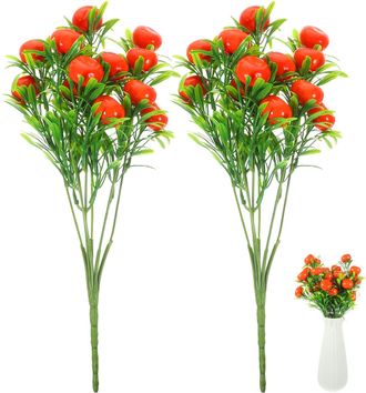 Happyyami Wohnungseinrichtung 2 St&uuml;cke K&uuml;nstliche Tomatenpflanzen Gef&auml;lschte Blumenstiel Dekoration K&uuml;nstliche Beere Simulation Blumenstrau&szlig; F&uuml;r Lebensmittel Fo