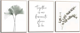 Reinders Bilder Set, Together, Schlafzimmer, Poster, Wanddeko, Room Decor, MDF, Gr&uuml;n, 3-er Set