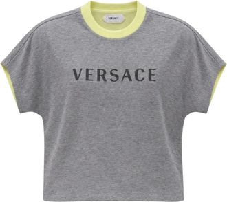 Versace Logo-Print T-Shirt - - Tops - Damen - Grau - XS