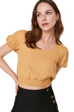 Trendyol Damen Kulturbluse Blouse Westlich, Beige, 34