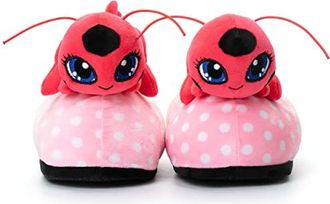Corimori Chaussons en peluche animaux femme homme enfants, Miraculous Ladybug Kwami Tikki, 34/44 EU