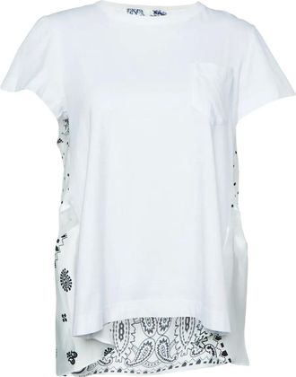 sacai haut &agrave; m&eacute;lange dimprim&eacute;s - Blanc