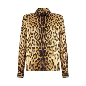 Roberto Cavalli Seidenhemd mit Jaguar-Print - - Blouses & Shirts - Damen - Braun - S