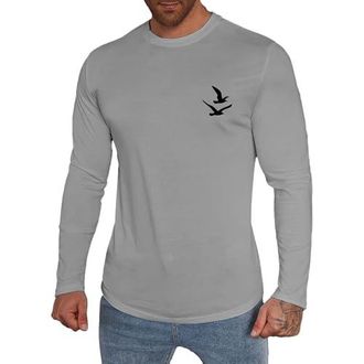 Generic Chemises &agrave; manches longues d&eacute;contract&eacute;es pour homme - Col rond - L&eacute;g&egrave;res et respirantes - Hauts confortables pour le printemps et lautomne - 2026, gri