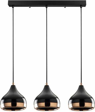 Toilinux Toilinux - Lustre Moderne Noir et Cuivre, 67x17 cm, Hauteur 111 cm, Pour Salon de Luxe ou Hall dEntr&eacute;e