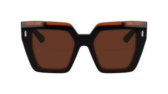 Calvin Klein Womens Sunglasses CK23502S - Black/Charcoal with Solid Brown Lens