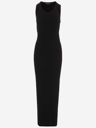 Balenciaga Womens Stretch Viscose Long Dress Black