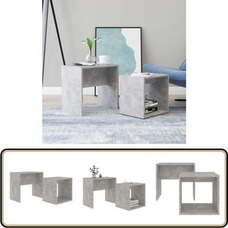 vidaXL Vidaxl - Couchtisch-Set Betongrau 48x30x45 cm Holzwerkstoff - Beton Grau Couchtisch - Holzwerkstoff Möbel - Platzsparendes Sofa Side Table