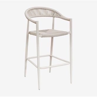 Sklum Sklum - Packung mit 2 hohen Hockern aus Aluminium und geflochtenem Amatria-Seil Beige Tapioca