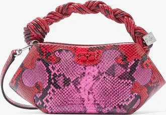 Ganni Mini-Bou-Tasche in Rosa mit Schlangenprint
