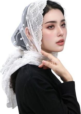 Generic Voile en dentelle tendance pour mari&eacute;e respirant facile &agrave; s&eacute;curiser pour c&eacute;r&eacute;monie de mariage et r&eacute;ception Voile de mariage, blanc, taille unique