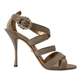 Dolce & Gabbana Femme, Chaussures, Gris, Taille: 40 EU Sandales &agrave; Talons Aiguilles en Cristal Bronze