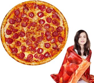 Generic Katzendecke, doppelseitige lustige runde kleine Decken - Pizza-Essensdecken, Geschenk f&uuml;r Frauen, M&auml;nner, Teenager, warme, weiche Flanelldecke f&uuml;rs Be