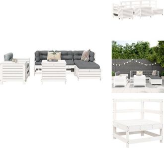 vidaXL 7-tlg. Garten-Sofagarnitur Wei&szlig; Massivholz Kiefer - Gartenm&ouml;beln - Lounge Set - Esszimmergarnitur - Holz M&ouml;bel - Kiefernholz