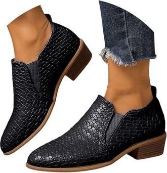 Generic Bottines pour femme &agrave; talon bas 2025, bottines noires &agrave; talons &eacute;pais &agrave; talon compens&eacute;, bottines courtes en cuir, chaussures de marche en plein air, bo