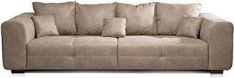Cavadore Big Sofa Mavericco / XXL Love Seat im modernen Design in Lederoptik / Inklusive Rückenkissen und Zierkissen / 287 x 69 x 108 cm (BxHxT) / Mikrofaser B