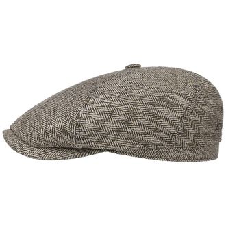 Stetson Milner Flatcap Herren Made in EU Hoher UV-Schutz Elegante Schieberm&uuml;tze 100% Seide Baumwollfutter Sommer Winter beige-schwarz 60 cm