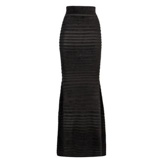 Nina Ricci Gestreifter- ausgestellter Maxi-Strickrock - - Skirts - Damen - Schwarzk - M