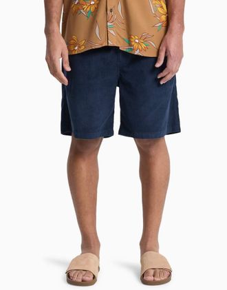 Quiksilver Taxer - Short 18 pouces en velours c&ocirc;tel&eacute; - Bleu marine-Noir